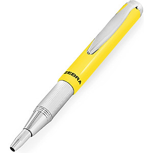 ZEBRA Telescopic Brights Retractable Ballpoint Pen - 1.0mm - BLUE INK - Yellow Barrel + 2 Black Refills
