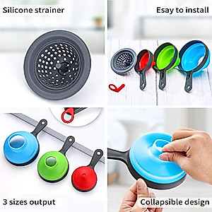 Funnel with Strainer for Kitchen Use, Dokpod Funnels for Filling Bottles, Wide Mouth Canning Funnel, Funnel with Filter, Collapsible Kitchen Funnel, Silicone Funnel