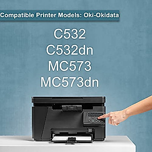 Yield Supplies Compatible Printer CMYK Toner Cartridges Replacement for Oki-Okidata C532 C532dn MC573 MC573dn Use in 46490603 46490604 46490602 46490601( Black Cyan Magenta Yellow - 4 Packs )
