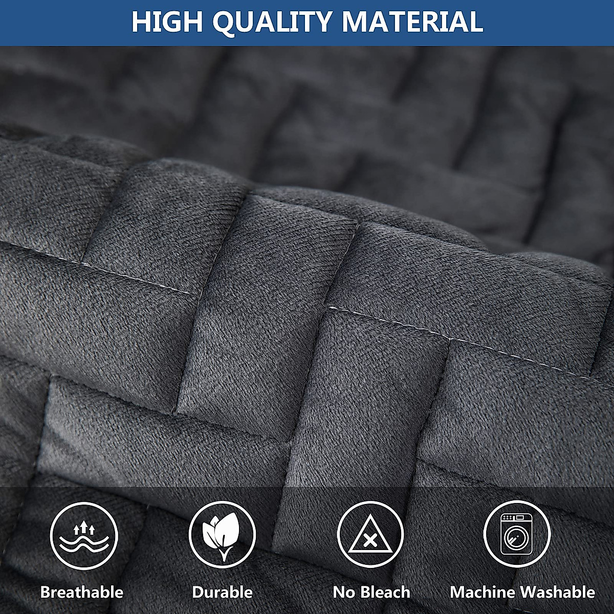 Eismodra Couch Cover,Sofa Cover,Armrest Covers,Backrest Covers,Anti-Slip Armchair Slipcovers for Dogs Cats Pet Loveseat Recliner Leather L Shaped,Dark Gray 28 x 28 Inches (Only 1 Piece)