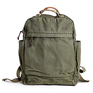 Gootium Canvas Backpack for Women Vintage Style Zipper Bag Men's Casual Daypack Cloth Outdoor Travel Rucksack, Olive