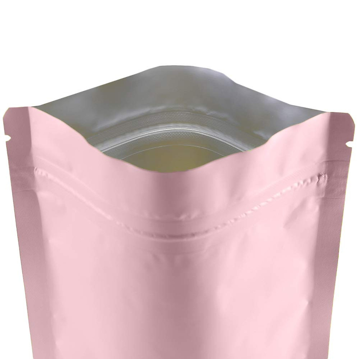 QQ Studio 100 Matte/Glossy Flat/Stand-Up Pouch w/Hang-Hole Aluminum Mylar Foil Heat/ReSealable Food Pouch (6.25" x 9", Matte Pink Standup Bag)