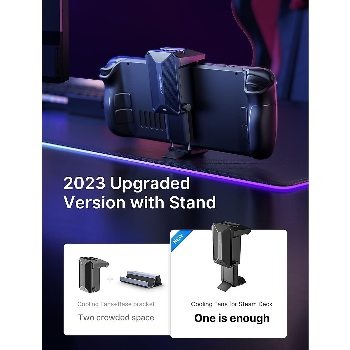 JSAUX Cooling Fan for Steam Deck, Innovative Cooler with Stand Compatible for Steam Deck OLED-GP0201