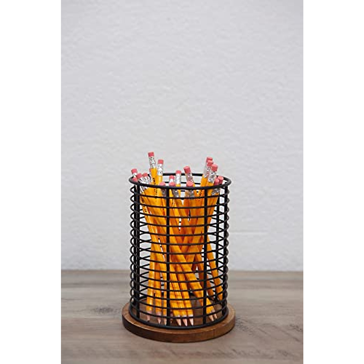 Emerson Ergonomics Wood and Metal Kitchen Utensil Holder Desk Organizer Multi-Purpose Counter Organizer