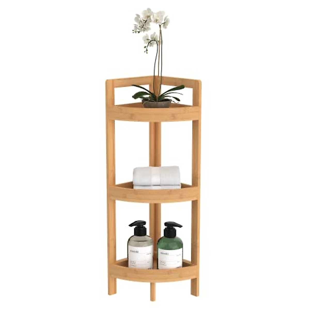 ClosetMaid Corner Shelf, 3 Tiers with Display Shelves, Floor Standing Bookshelf, Small Space Shelving Unit, Plant Stand, Bamboo Wood