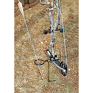 HME High Performance Portable Easy-To-Install Versatile Durable Archer's Ground Bow Stake with 360-Degree Rotating Fork & Rubber Coating