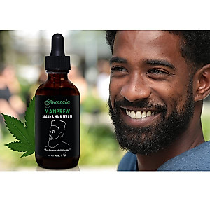 Fountain Manbrew - Beard Growth Oil For Men - Bald Spot Treatment - Mustache Grooming - Leave-In Conditioner - Beardruff - Jamaican Black Castor Oil - 5 Fl Oz
