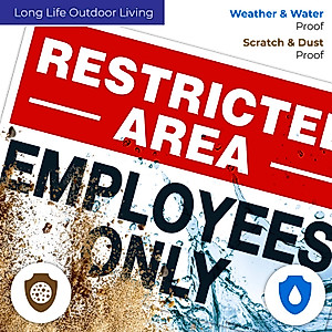 Restricted Area Employees Only Sign, Do Not Enter Sign, 10x14 Inches, Rust Free .040 Aluminum, Fade Resistant, Made in USA by Sigo Signs