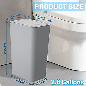 RTWDKFQ 3 Pack Bathroom Small Trash Can with Lid,10L / 2.6 Gallon Slim Garbage Bin Wastebasket with Pop-Up Lid for Bedroom, Office, Kitchen,Dorm, Fits Under Desk