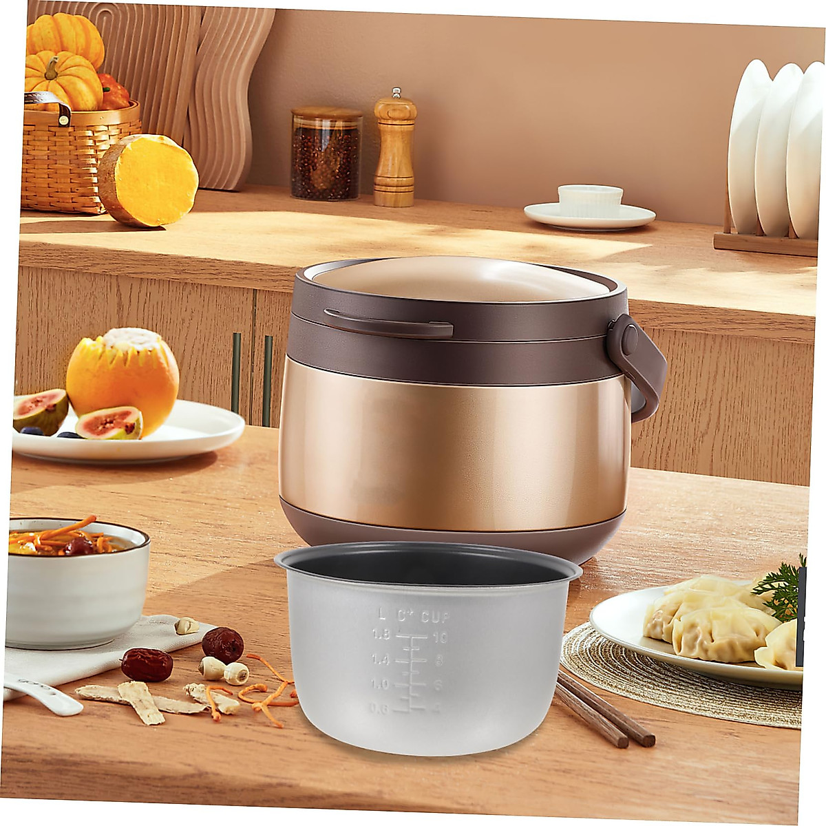 FUNOMOCYA Rice Cooker Liner Electric Cooker Diffuser Inner Cooking Pot Inner Pot for Pressure Cooker Power Cooker Inner Pro Multi-purpose Pot Stainless Steel Aluminum Alloy