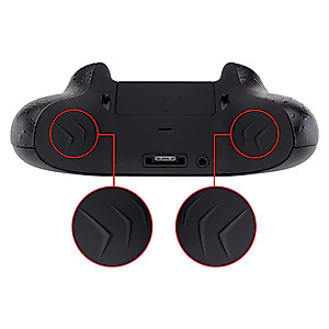 eXtremeRate FlashShot Trigger Stop Bottom Shell Kit for Xbox One S & One X Controller, Redesigned Back Shell & Textured Black Handle Grips & Hair Trigger for Xbox One S X Controller Model 1708