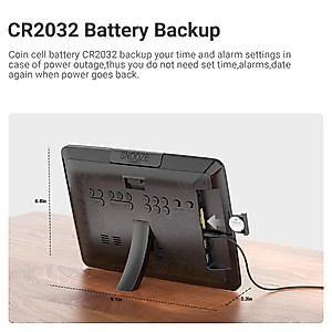 11.5” Digital Wall Clock with Date,Time,Week,Indoor Temperature,3 Alarms,5 Dimmer,2 USB Chargers,Battery Backup,Snooze,12/24H for Elderly,Parents,Impaired Vision,Dementia,Memory Loss,Office,Bedroom