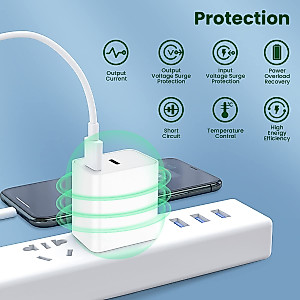 30w USB-C Power Adapter, Zafolia iPhone 15 Fast Charger Block, Google Pixel 6/6 Pro Charger, Upgraded Certified Dual Ports PD 3.0 Charging Plug for iPhone 14 Pro Max/iPad Pro/Samsung Galaxy S21 S22