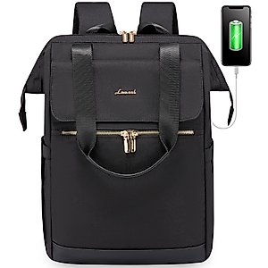 LOVEVOOK Laptop Backpack for Women Men, 17 Inch Work Backpacks Purse with USB Port, Waterproof Nurse Teacher Bag, Wide Open Business Travel Computer Backpack, Convertible College Tote Daypack