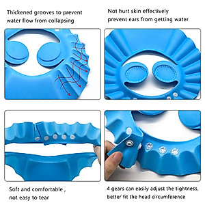 NEPAK 6PCS 3 Color Adjustable Bath Shampoo Cap,Baby Shower Cap,Adjustable Children's Sun Hat,Children's Shampoo Shield Hat with Ear Protection,Used for Baby Bath and Shampoo Safety