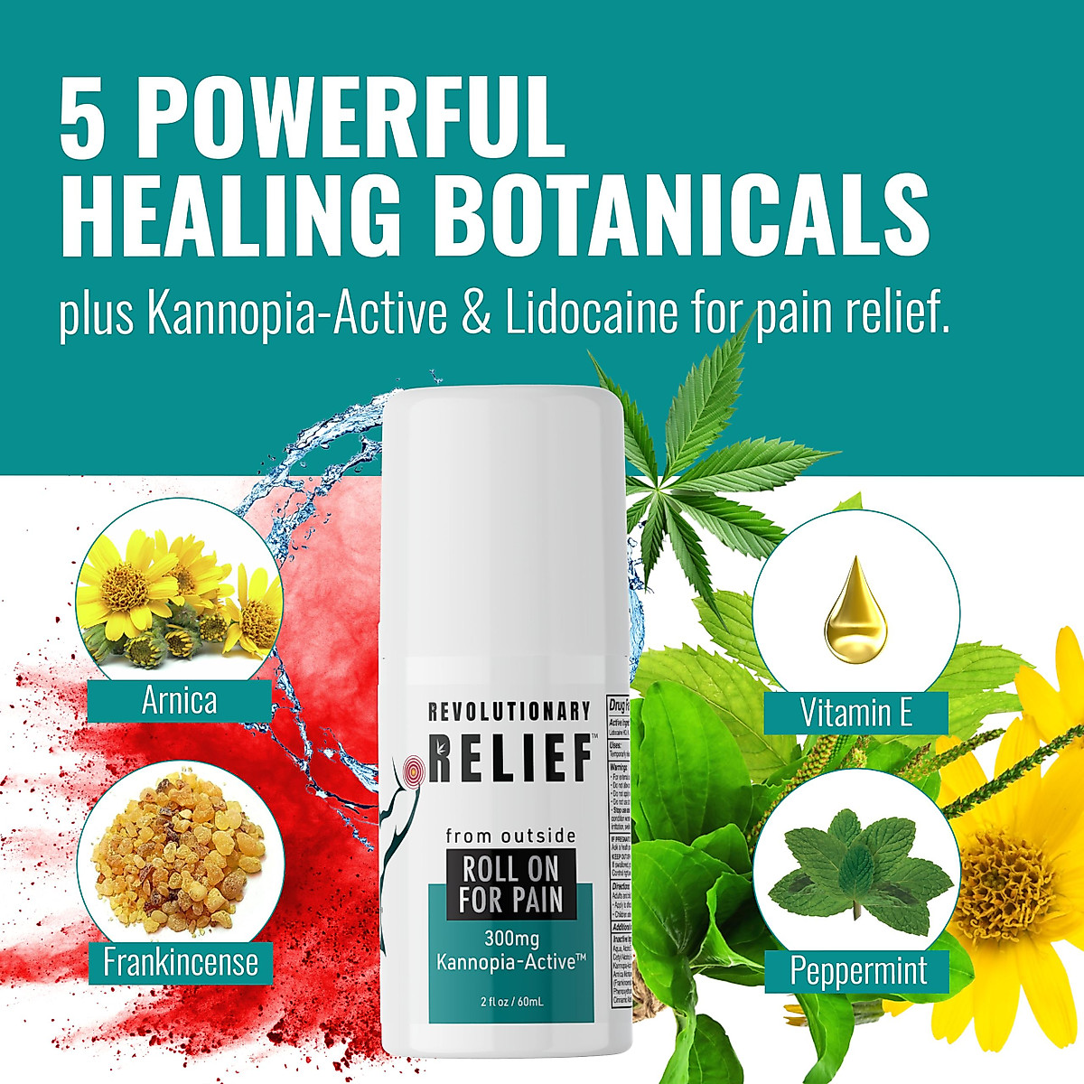 Instant Pain Relief Roll-On with 4% Lidocaine・230400mg Hemp Extract (=300mg KannopiaActive)・Post Surgery & Injury Support・Arnica・Doctor Recommended for Nerve・Joint・Sciatic Health・Free Sample* (2Pack)