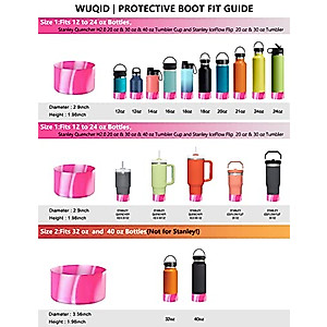 WUQID Protective Mixed Silicone Boot Sleeve for 12oz-40oz Sport Flask & Stanley Water Bottles Tumbler Anti-Slip Bottom Sleeve Cover for All Water Bottles Bottom Width of 2.83&3.56in