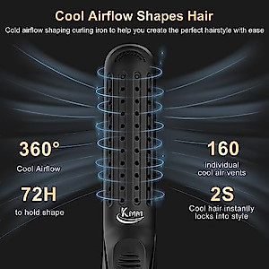 2-in-1 Hair Straightener and Hair Curler Iron with Ionic Cold Air, Flat Iron with 5 Temperature Adjustments, 360° Airflow Styling, 10S Fast Heating, Suitable for All Styles