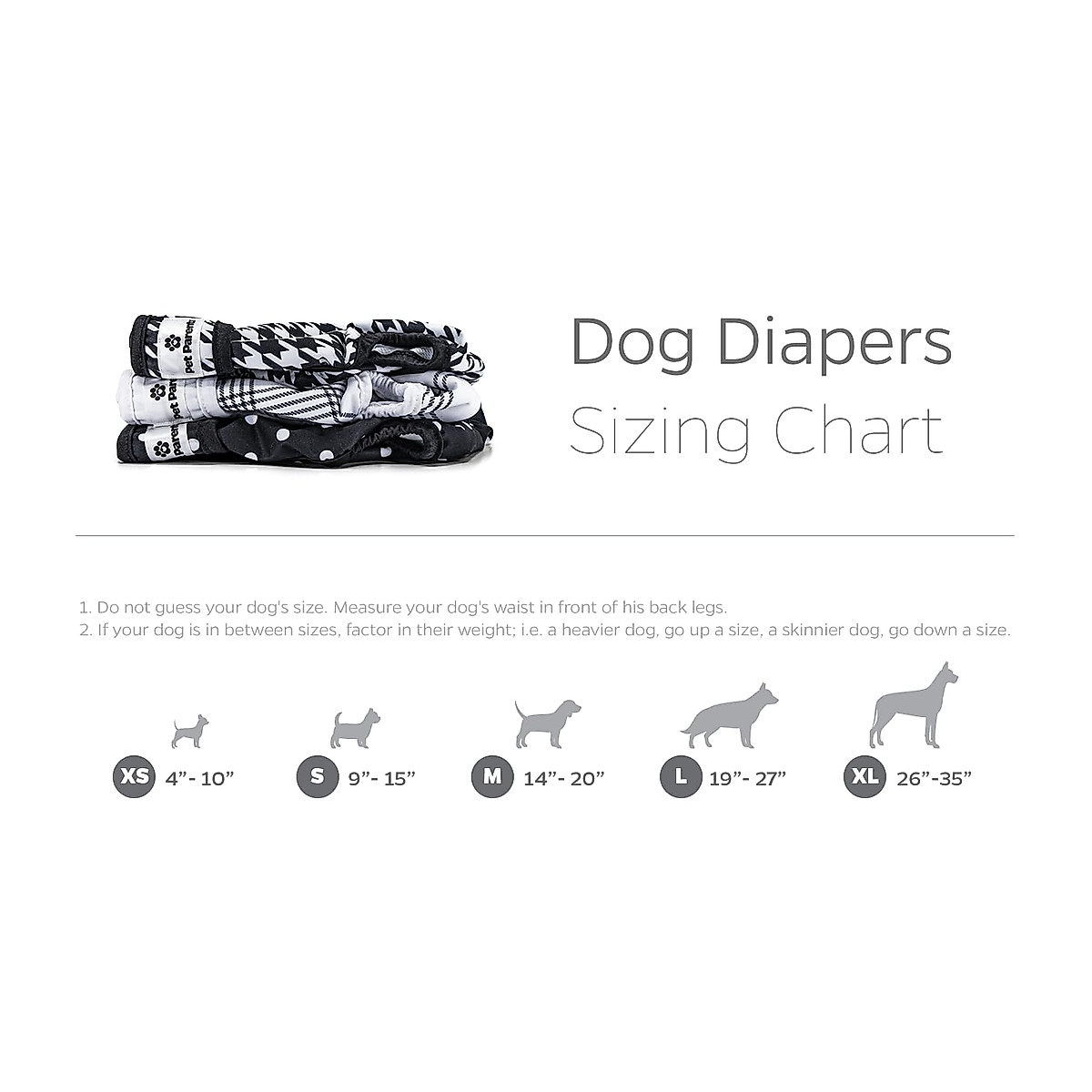 Pet Parents Washable Dog Diapers (3pack) of Durable Doggie Diapers, Premium Female Dog Diapers (Medium, Luxe)