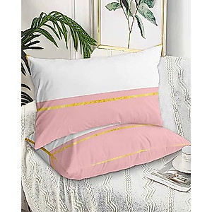 Edwiinsa Pink White Pillow Covers King Standard Set of 2 20x36 Bed Pillow, Luxury Yellow Lace Modern Abstract Art Aesthetics Plush Soft Comfort for Hair/Skin Cooling Pillowcases with Envelop Closure