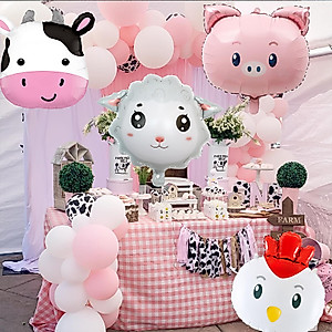 8Pcs Farm Animal Balloons Cow Pig Sheep Chicken Foil Mylar Balloons for Farm Barnyard Themed Birthday Baby Shower Wedding Party Decorations Supplies