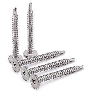 50pcs #10 x 2 Phillips Wafer Head Self Drilling Screw, 410 Stainless Steel, Modified Truss Head Quick Self Tapping Screws for Sheet Metal, Wood, Plastic, Without Pre-drilled Holes
