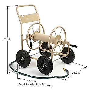 Liberty Garden 870-M1-2 Industrial 4-Wheel Garden Hose Reel Cart, Holds 300-Feet of 5/8-Inch Hose - Tan