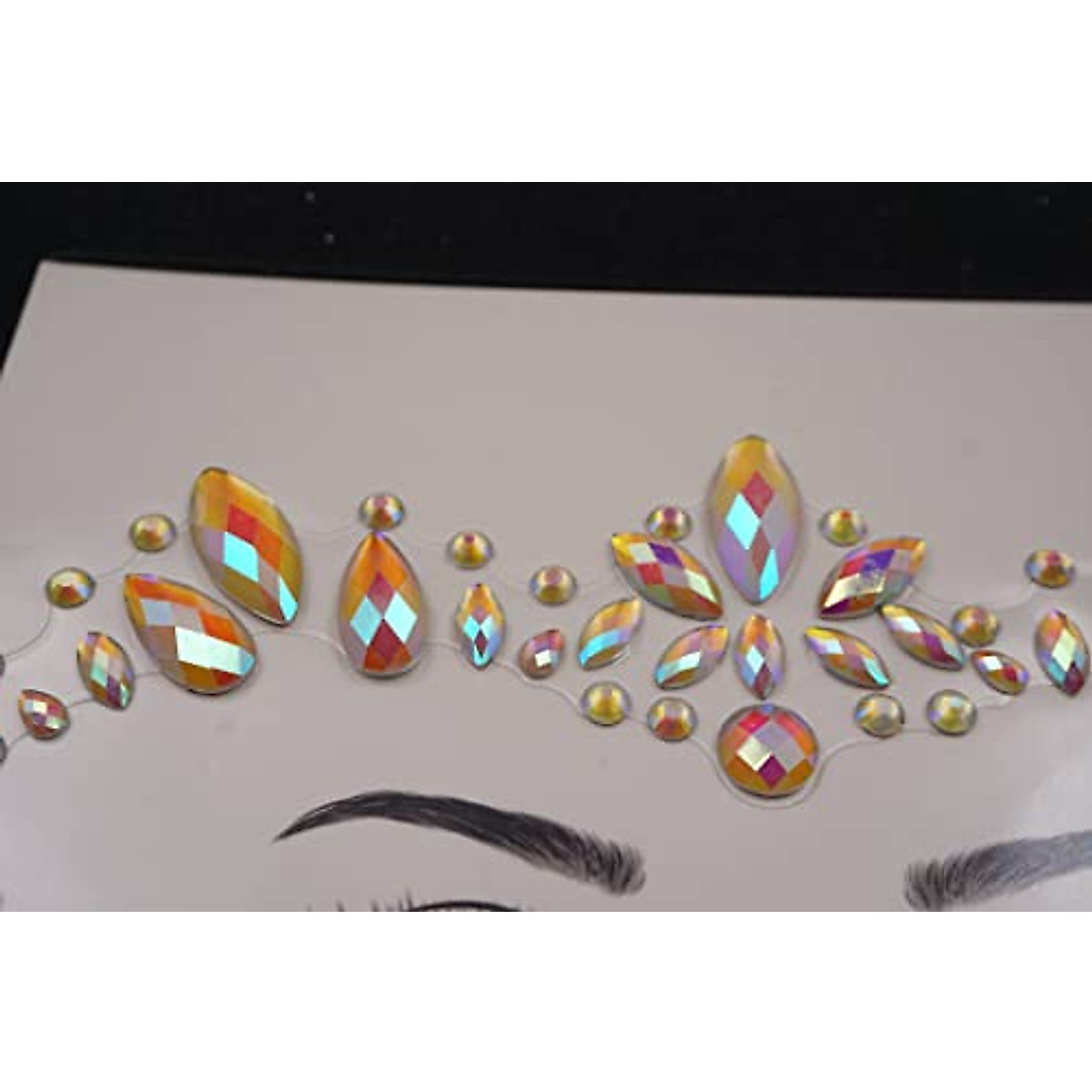 glow in the dark face gems stick on face jewels festival rave outfit mermaid rhinestone diamond pastie fluorescent body glitter jewels halloween face makeup (tp319 around eyes)