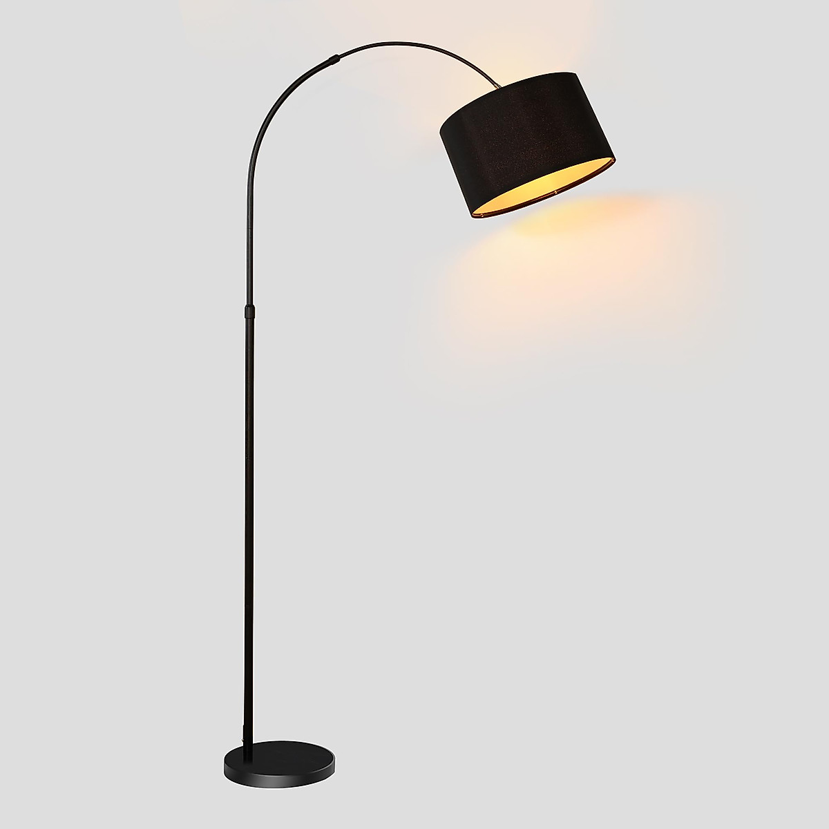 Arc Floor Lamp Modern Standing Lamp for Living Room Dimmable 72” Tall Floor Lamp Stand Up Reading Lamp Over Couch with Hanging Drum Shade Marble Base for Bedroom Reading Study Office