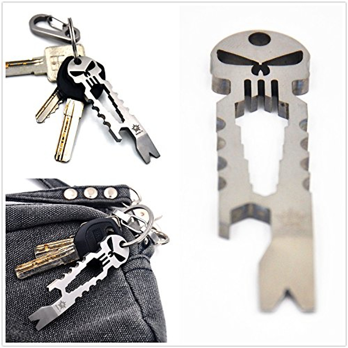 BANG TI Titanium Punisher Bottle Opener Pocket Pry Bar Multi Key Chain Tool
