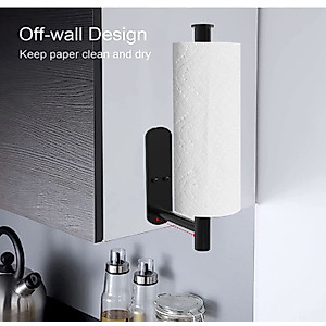 Paper Towel Holder, SUS304 Stainless Steel Paper Towel Holder Under Cabinet, Self Adhesive and Drilling for Kitchen, Counter, Cabinet, Bathroom
