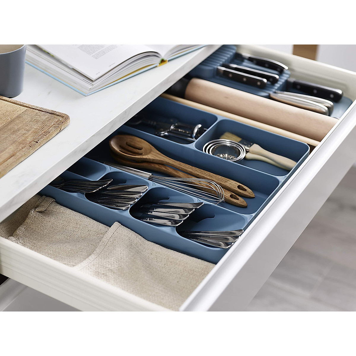 Joseph Joseph DrawerStore Kitchen Drawer Organizer Tray for Cutlery Utensils and Gadgets, One-size, Blue