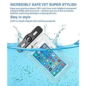 Voxkin ★ Premium Quality Universal Waterproof Case Including Armband ✚ Compass ✚ Lanyard - Best Water Proof, Dustproof Bag for iPhone 12 Pro Max, 12 Mini, S21 Ultra, S20, OnePlus 8, Pixel 5