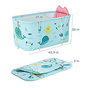 Portable Bathtub for Adult, Foldable Soaking Freestanding Collapsible Tub for Shower, Cold Plunge Tub for Ice Bath,Hot Bath Tub, SPA Bath Tub with Inflatable Pillow,Seat for Bathroom