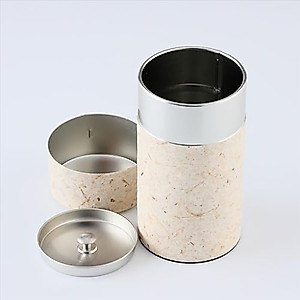 Product of Gifu Japan Japanese Mino Washi Paper Tea Tin Canister - Natural, Airtight Double Lids Storage Container