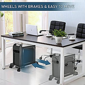 Liitrton Mobile CPU Stand Adjustable Computer Tower Stand with 4 Caster Wheels Fits Most PC (Black)