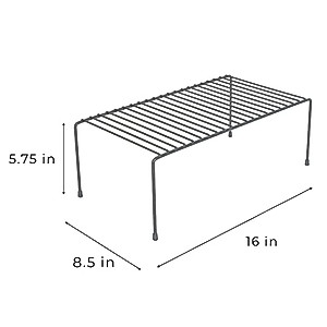 Smart Design Classic Storage Shelf – Set of 6, Large (8.5 x 16 in.), Charcoal Gray – Sturdy Steel Pantry Organizer with Rust-Resistant Finish and Non-Slip Feet for Easy Home Organization and Storage