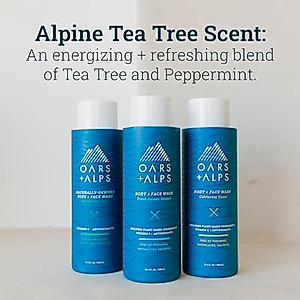 Oars + Alps Men's Moisturizing Body and Face Wash, Skin Care Infused with Vitamin E and Antioxidants, Sulfate Free, Alpine Tea Tree, 2 Pack