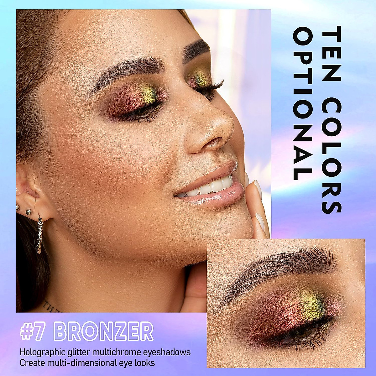 MAKI YIKA 5Pc Glitter Eyeshadow Liquid Multichrome Eyeshadows Long Lasting, Metallic Chameleon Eye Shadow Smudgeproof Holographic Multi-Dimensional Eye Looks (#1+3+5+6+7)