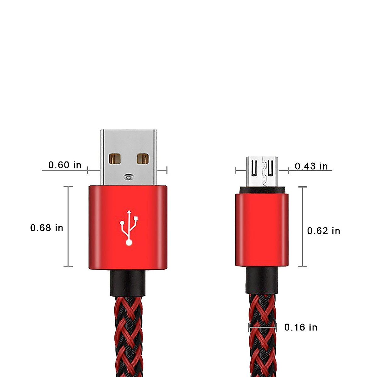 2 Pack PS4 Controller Charging Cable,Zwirelz Charging Cable for Xbox One Controller Nylon Braided Sync Cord Charger for Playstation 4 Dualshock 4 PS4 Slim/Pro, Android (Blue+Red)
