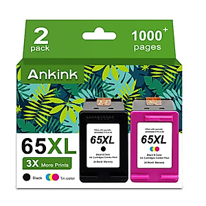Ankink Higher Yield 65XL Ink Cartridges Black Color Combo Pack | HP 65 Ink XL Fit for Envy 5000 5010 5014 5052 5055 5070 DeskJet 2600 2622 2640 2652 2655 3700 3752 3755 Printer | HP65xl Tricolor HP65