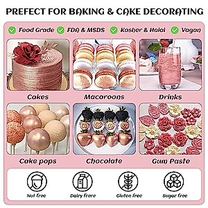 Rose Gold Luster Dust Metallic Edible, 5 Grams Food Grade Vegan Shimmer Cake Dust Food Coloring Powder for Cake Decorating, Baking, Fondant, Chocolate, Drinks, Cookies Painting & More