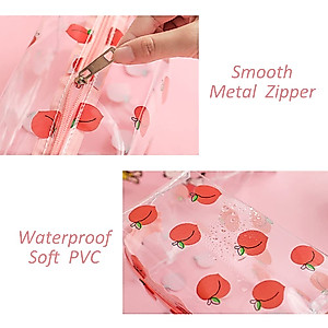 HOYOFO Cute Cosmetic Bag, Transparent Small Makeup Bag for Women, Clear Makeup Brushes Kit Bag, Waterproof Toiletry Organizer Pouch (White Flower)