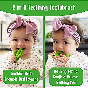 Cactus Baby Teething Toys for Babies 0-6 Months or 6-12 Months, Self-Soothing Pain Relief Soft Baby Teether Toys for Babies, Toddlers, Infants, Boy or Girl, BPA Free, Green