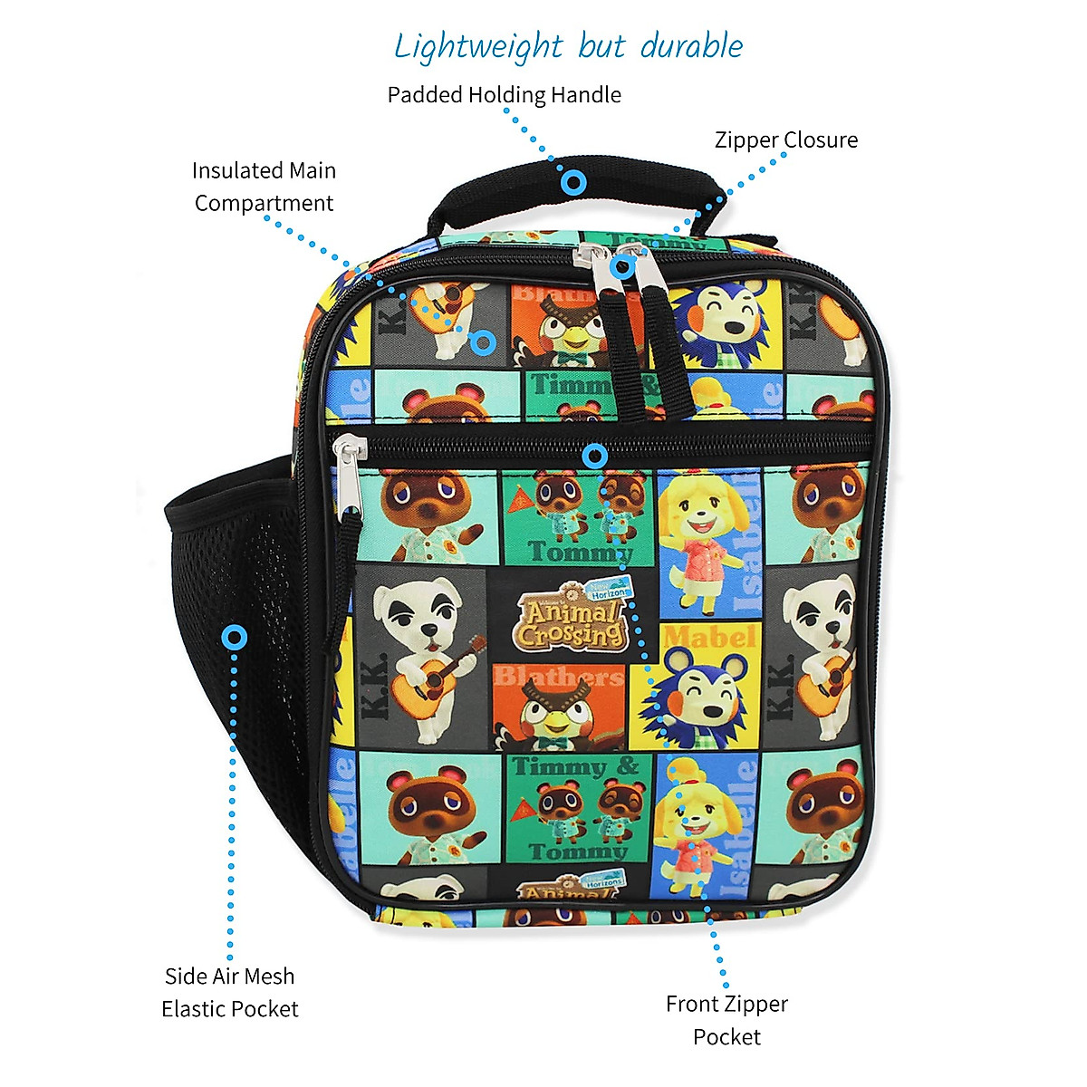Nintendo Animal Crossing Kids Soft Insulated School Lunch Box (One Size, Black)