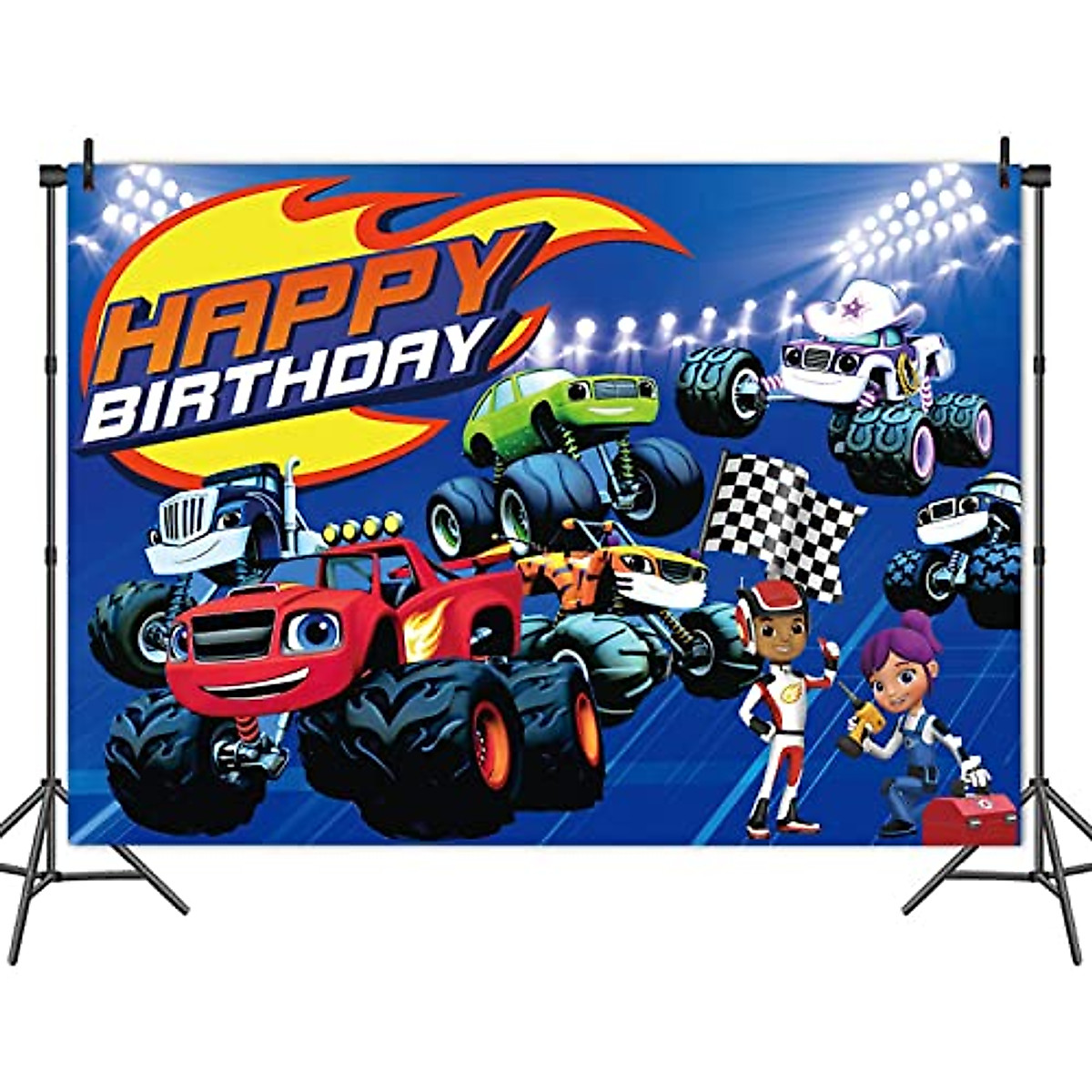 Blaze and The Monster Machines Season Photo Backdrops Monster Machines Photography Background 5x3ft Boys Kids Happy Birthday Party Cake Table Decor Supplies