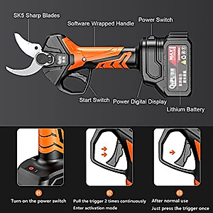 Electric Cordless Pruning Shears Professional Cordless Electric Pruning Battery Powered Pruner Branch Cutter 50mm/2in Cordless Pruning Shears With Extension Rod For Gardens, Parks, Farms, Etc. (Color