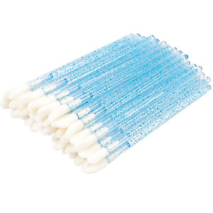 300 PCS Lip Brushes Disposable Lip Gloss Wands Lipstick Applicator Makeup Tool, Crystal Handle (White)