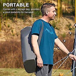 EVER ADVANCED Portable Deluxe Toddler Sleeping Cot with Canopy, Foldable Kids Camping Cot Travel Bed, with Carry Bag, for Indoor & Outdoor,140lbs, Grey