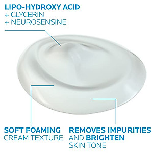 La Roche-Posay Pigmentclar Brightening Face Cleanser, Exfoliating Face Wash with LHAs, Dark Spot Remover and Skin Tone Brightening, Fragrance Free Foaming Cream Cleanser